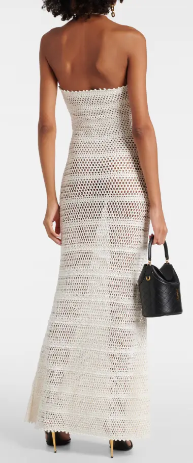 TOM FORD Halterneck Crochet Maxi Dress - Chalk