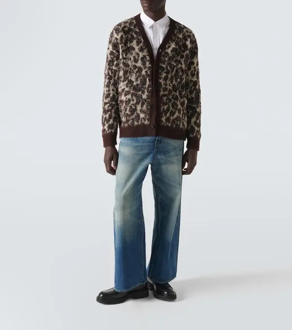 Junya Watanabe Leopard-print Jacquard Cardigan