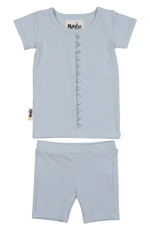 MANIÈRE Floral Triangle Trim Top & Shorts Set - Baby Blue
