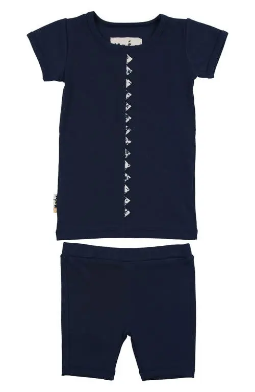MANIÈRE Floral Triangle Trim Top & Shorts Set - Deep Blue