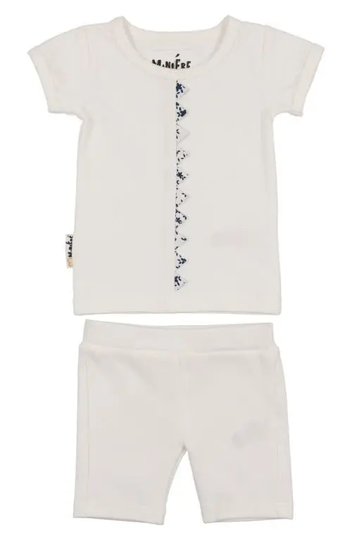 MANIÈRE Floral Triangle Trim Top & Shorts Set - White/deep Blue
