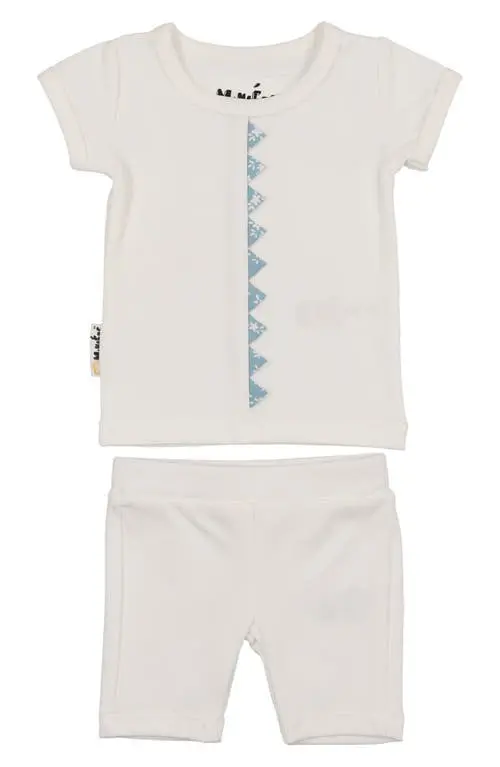 MANIÈRE Floral Triangle Trim Top & Shorts Set - White/medium Blue