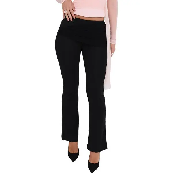 MISTRESS ROCKS Drape Panel Flare Trousers