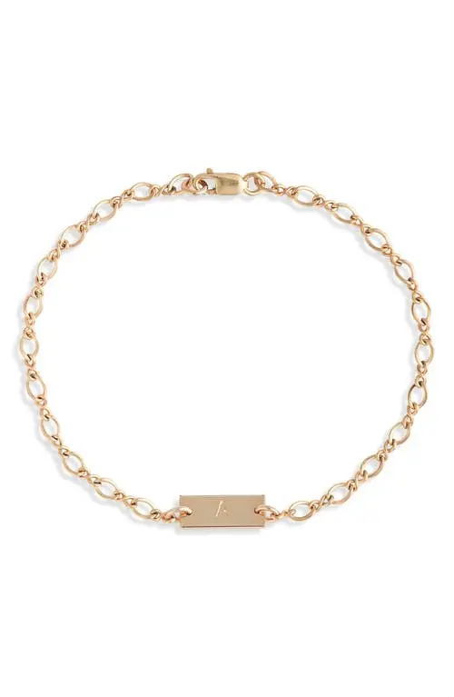 NASHELLE Hadley Initial Bar Bracelet - Yellow Gold Fill - A