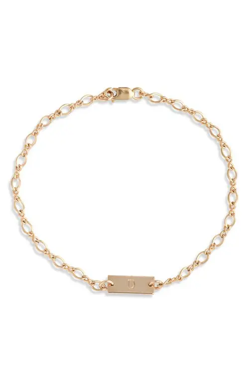 NASHELLE Hadley Initial Bar Bracelet - Yellow Gold Fill - D