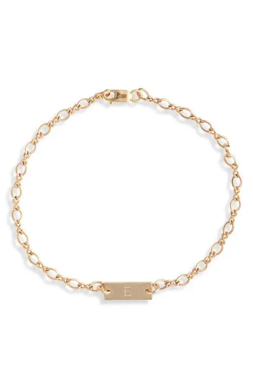 NASHELLE Hadley Initial Bar Bracelet - Yellow Gold Fill - E