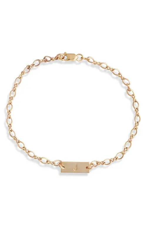 NASHELLE Hadley Initial Bar Bracelet - Yellow Gold Fill - J