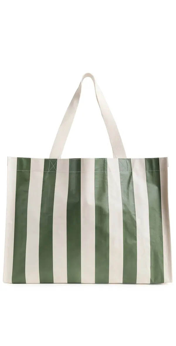 SUNNYLIFE Carryall Beach Tote - Olive Stripe