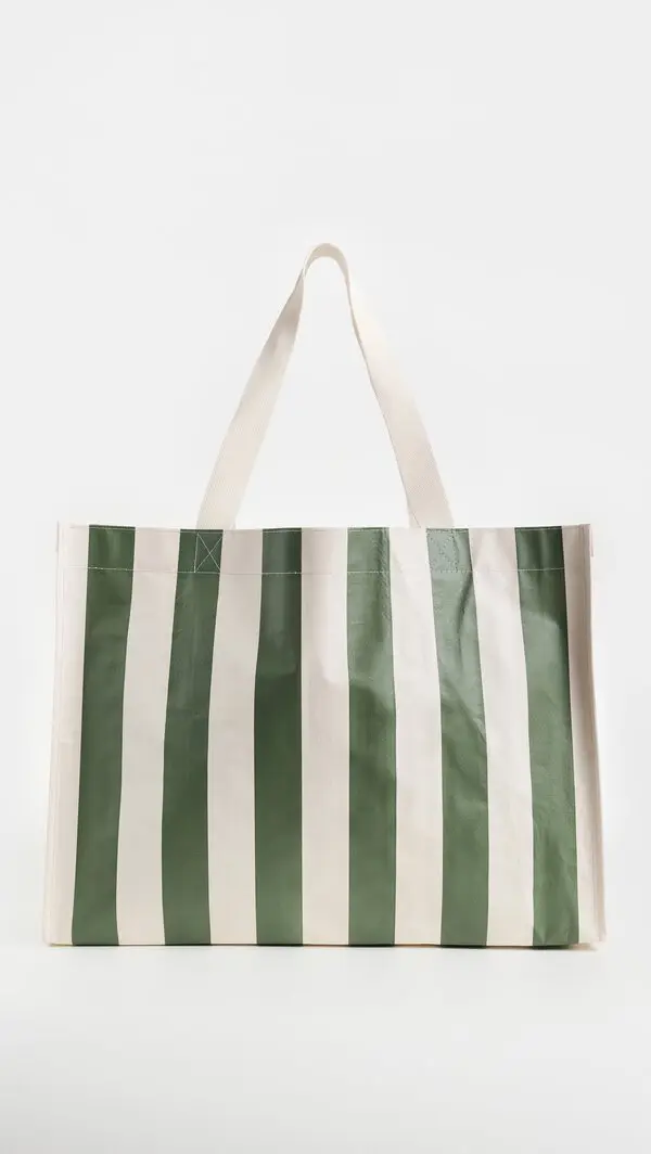 SUNNYLIFE Carryall Beach Tote - Olive Stripe