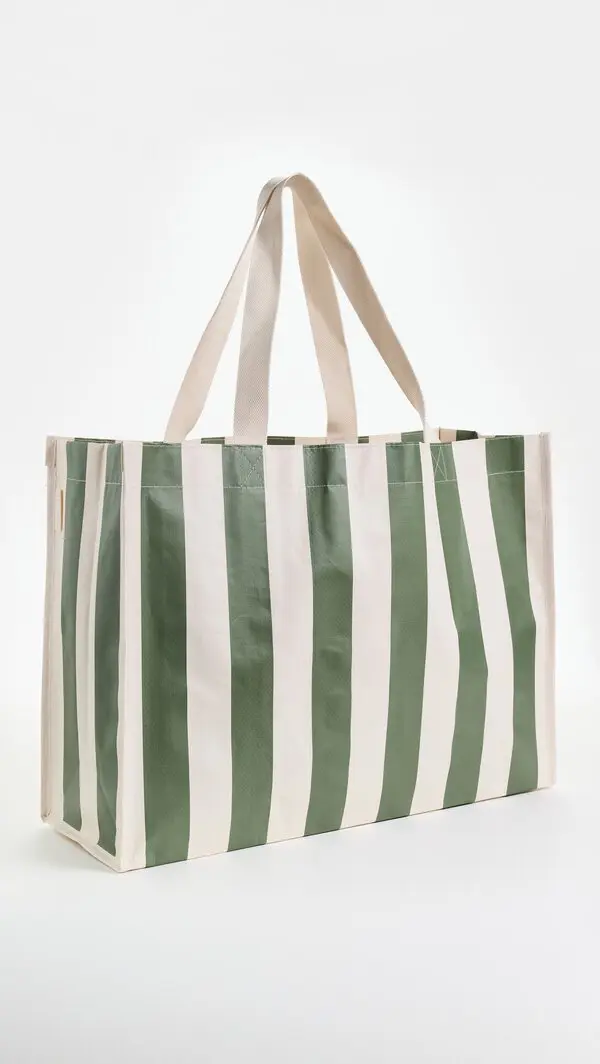 SUNNYLIFE Carryall Beach Tote - Olive Stripe