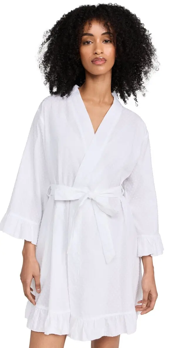 PETITE PLUME Swiss Dot Robe - White