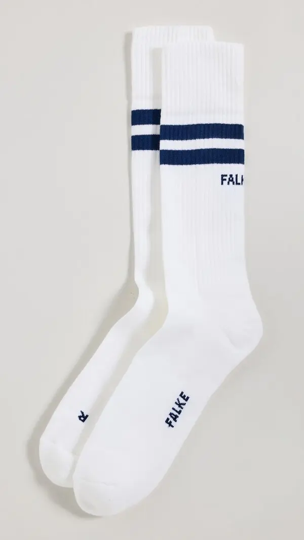 Falke Dynamic Socks With Stripe Pattern - White/royal Blue