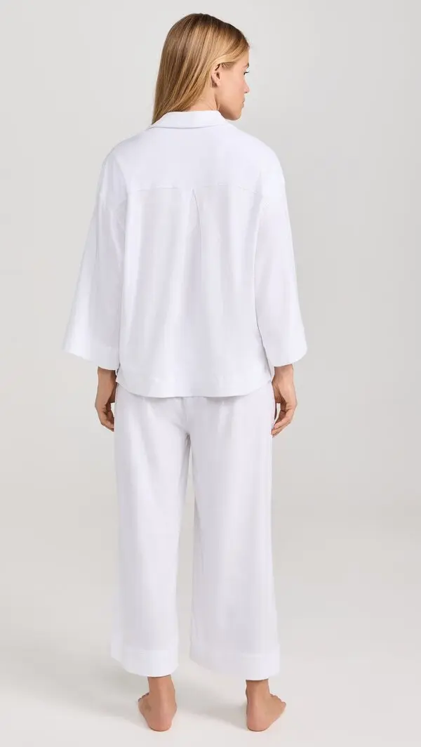 PETITE PLUME Luxe Pima Wide Leg Pajama Set - White