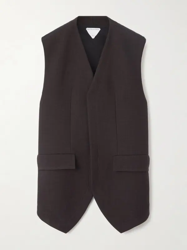 Bottega Veneta Cotton-blend Crepe Vest - Brown