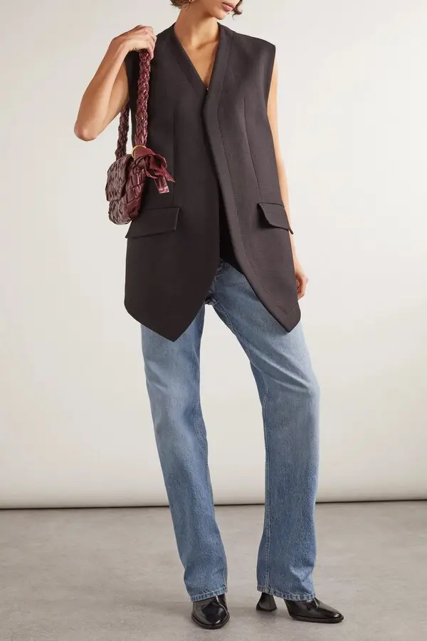 Bottega Veneta Cotton-blend Crepe Vest - Brown