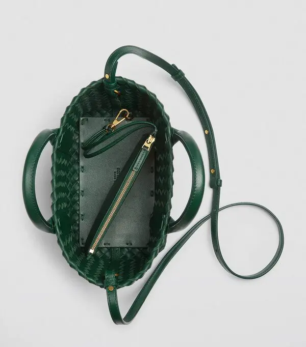 Bottega Veneta Mini Leather Cabat Top-handle Bag - Green