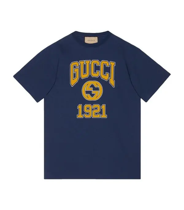 Gucci Cotton Jersey Logo 1921 T-Shirt - Blue | Editorialist