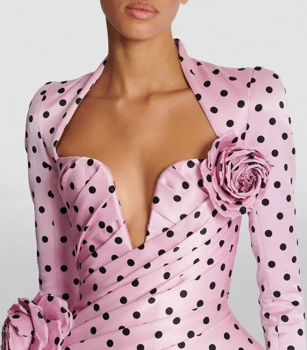 Balmain Cotton Polka-Dot Rose Mini Dress - Pink | Editorialist
