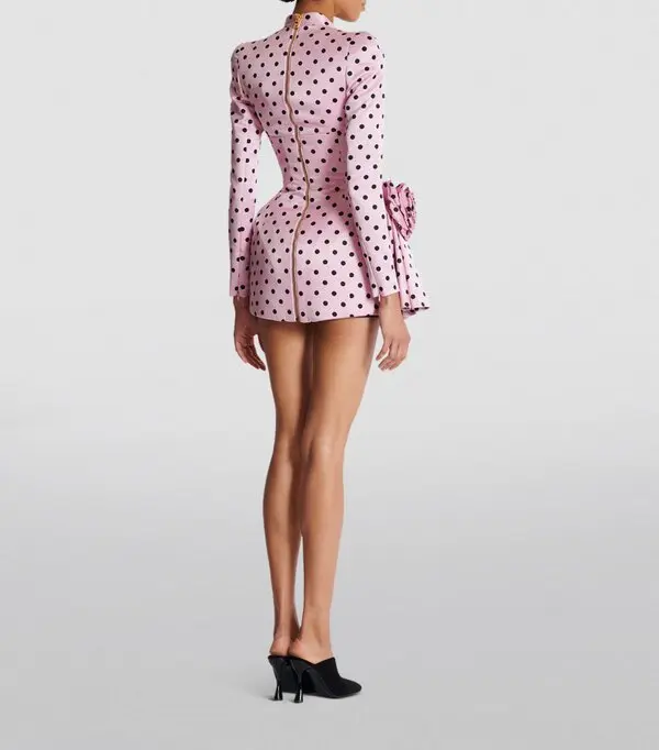 Balmain Cotton Polka-dot Rose Mini Dress
