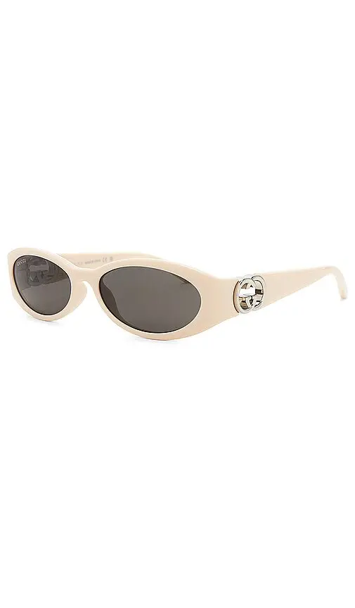 Gucci Hailey Oval Sunglasses - Ivory | Editorialist