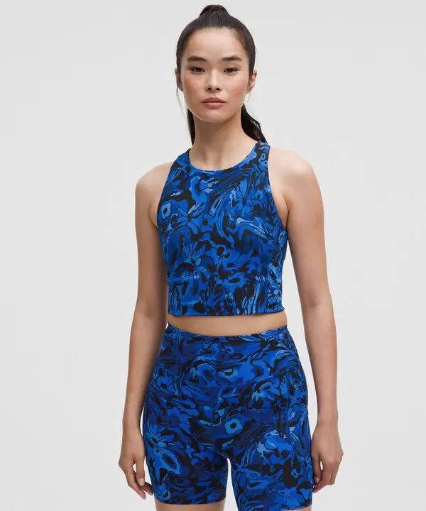 Lululemon Swift Speed Cropped Tank Top - Flower Meld Galactic Cobalt Multi