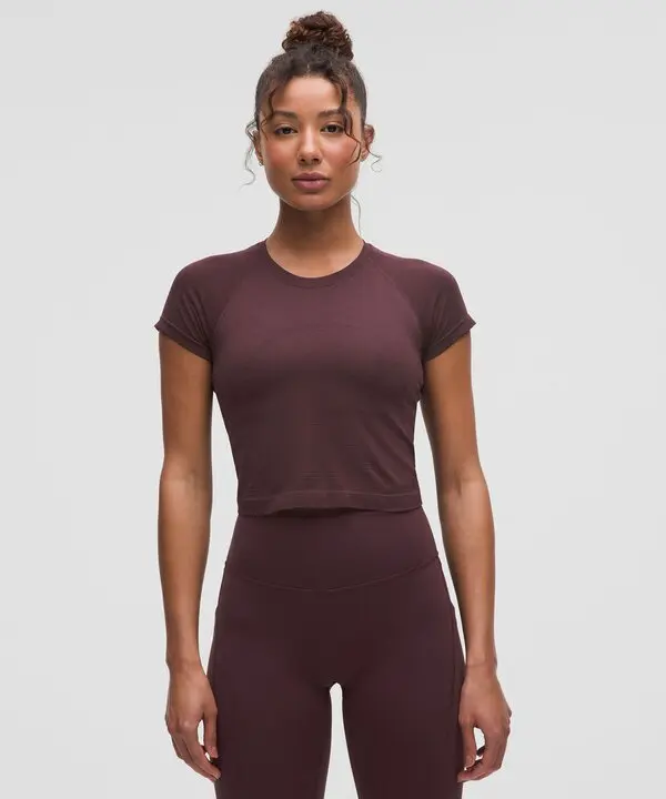 Lululemon Swiftly Tech Cropped Short-sleeve Shirt 2.0 - Goodnight Plum