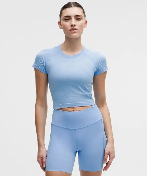 Lululemon Swiftly Tech Cropped Short-sleeve Shirt 2.0 - Sinatra Blue/sinatra Blue