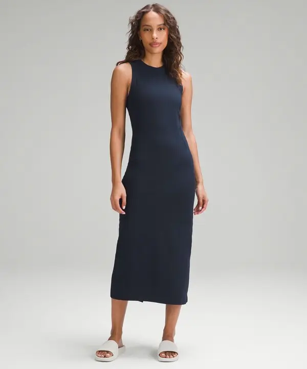Lululemon All Aligned Ribbed Midi Dress - True Navy | Editorialist