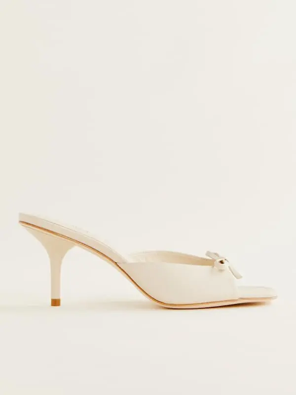 REFORMATION Clementine Heeled Mule Sandal - Ivory