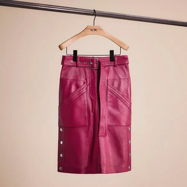 COACH® Restored Belted Leather Skirt