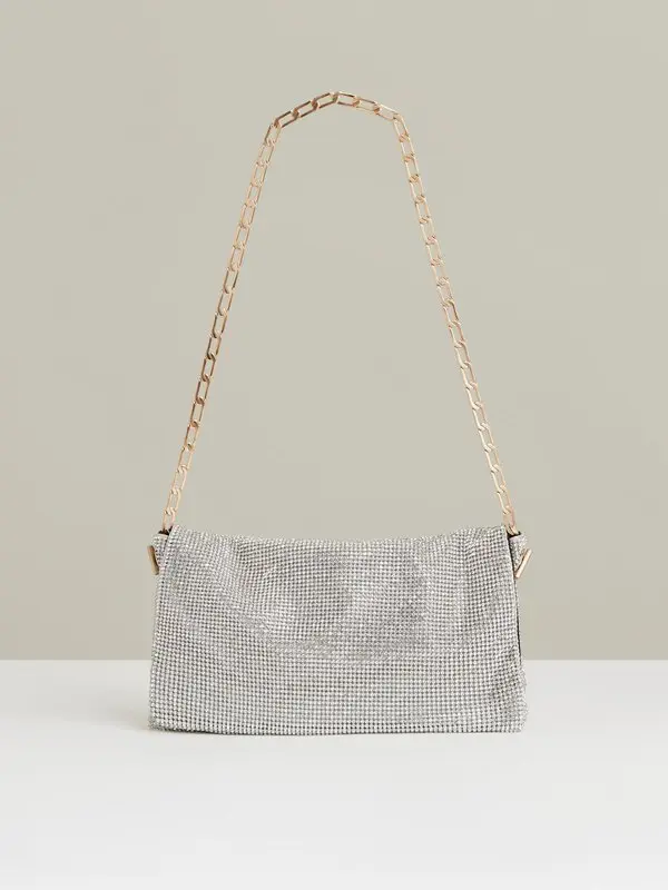 REISS Soho Embellished Chainmail Shoulder Bag
