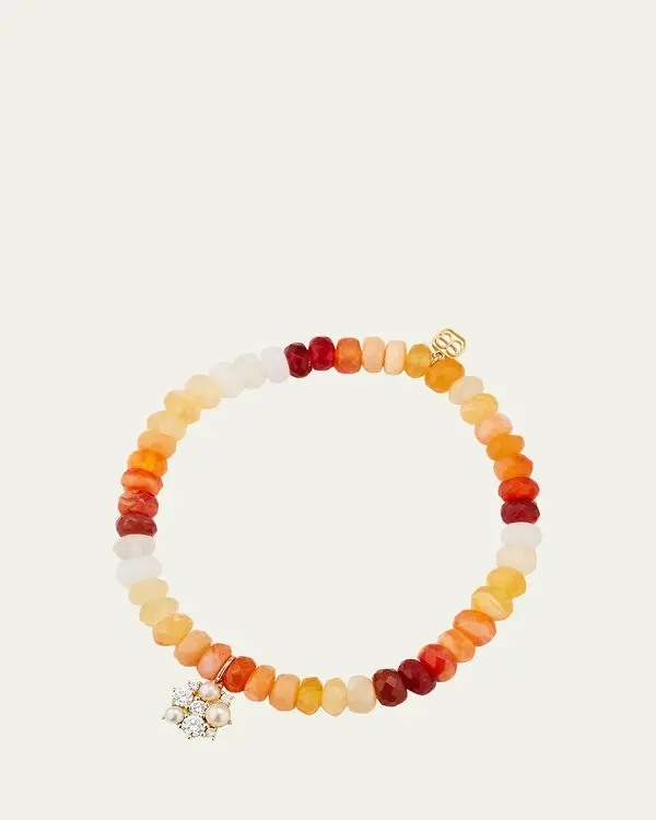 SYDNEY EVAN 14k Gold Charm And Fire Opal Beaded Bracelet - Multicolor
