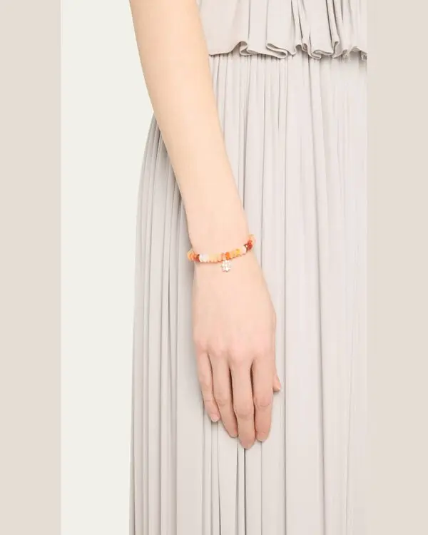 SYDNEY EVAN 14k Gold Charm And Fire Opal Beaded Bracelet
