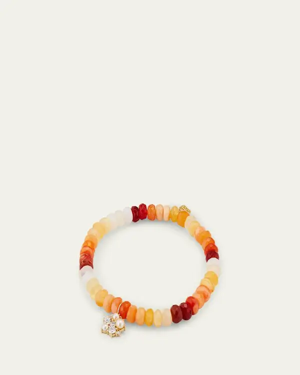 SYDNEY EVAN 14k Gold Charm And Fire Opal Beaded Bracelet