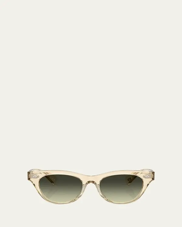 Oliver Spencer Avelin Butterfly Sunglasses - Green Grad
