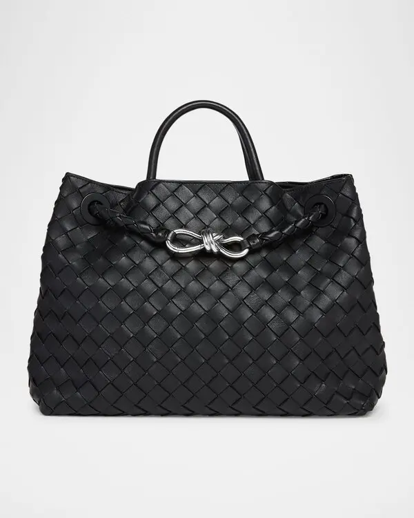 Bottega Veneta Andiamo Medium Top-handle Bag - Black-silver