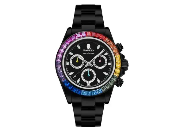 BAPE Type 4 Bapex Crystal Stone Watch - Black