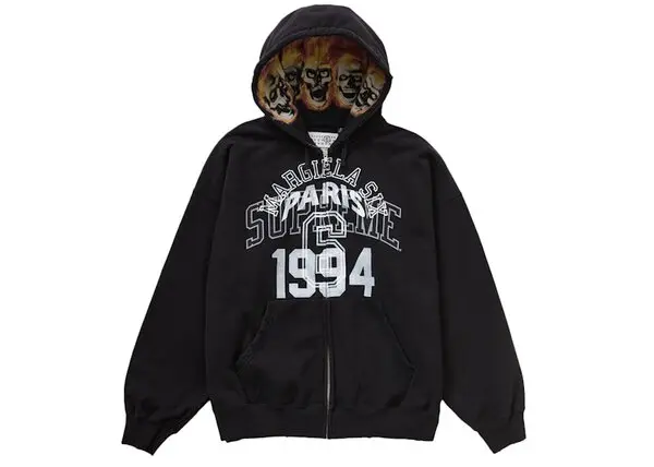 Supreme Mm6 Maison Margiela Zip Up Hooded Sweatshirt - Black