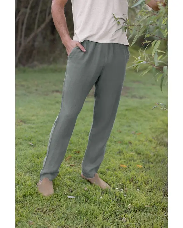 ALEX CRANE Bo Linen Regular Fit Drawstring Pants - Jade