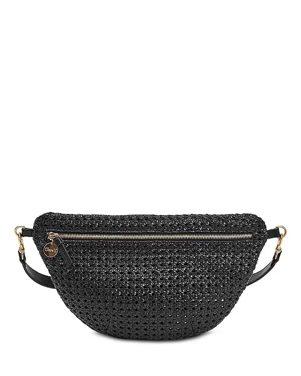 Clare V. Grande Fanny Woven Leather Belt Bag - Black
