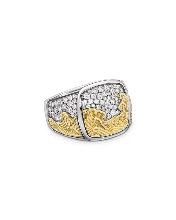 David Yurman Waves Signet Ring - Silver/gold