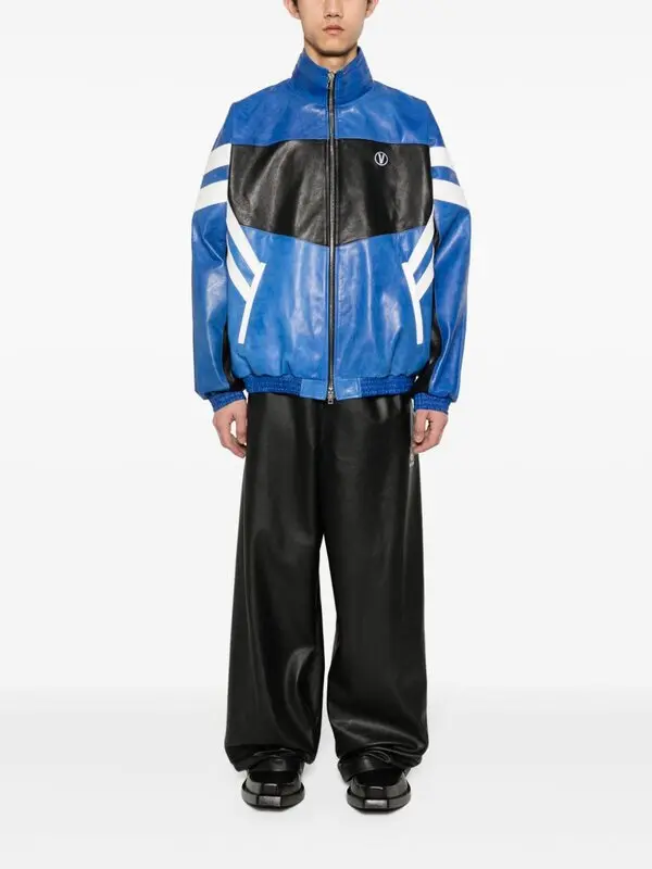 Vetements Logo-embroidered Leather Jacket