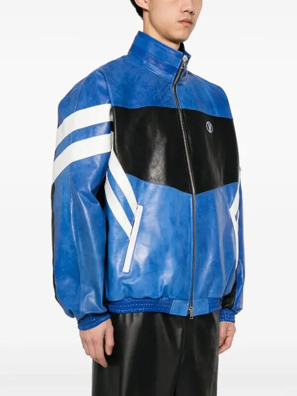 Vetements Logo-embroidered Leather Jacket