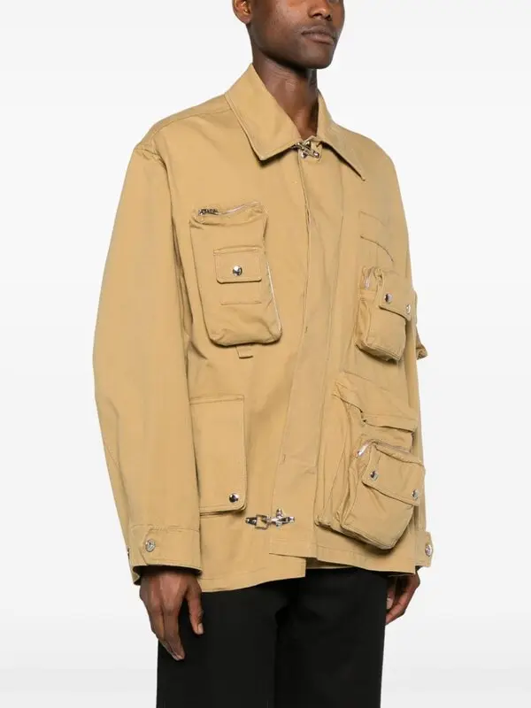 LANVIN X Future Crossed Front Cotton Utility Jacket - Neutrals