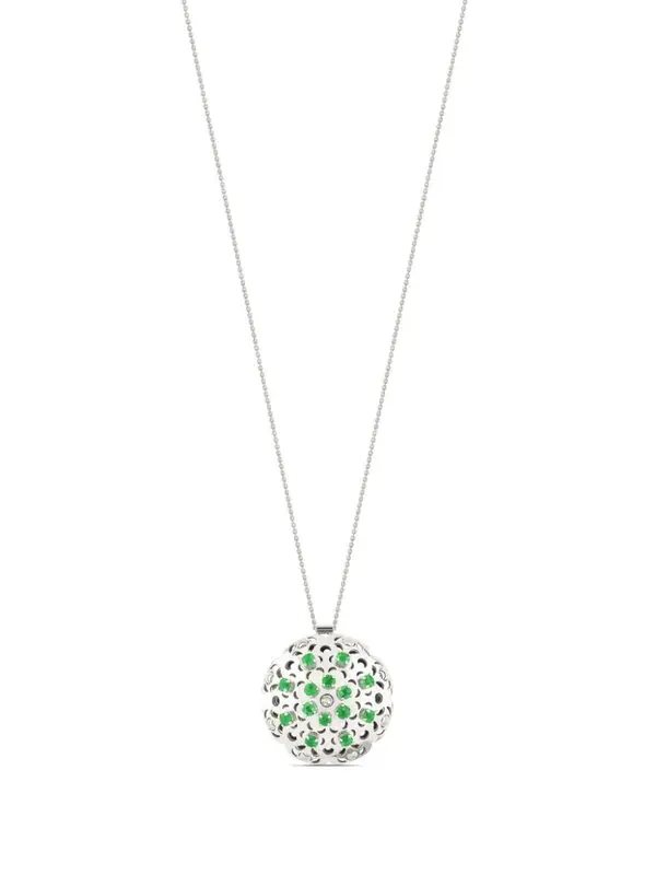 OFFICINA BERNARDI 18kt White Gold Damasco Emerald Necklace - Silver