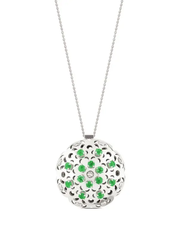 OFFICINA BERNARDI 18kt White Gold Damasco Emerald Necklace - Silver