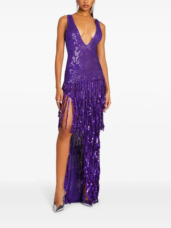Retrofete Libra Fringed Sequin Dress - Purple | Editorialist