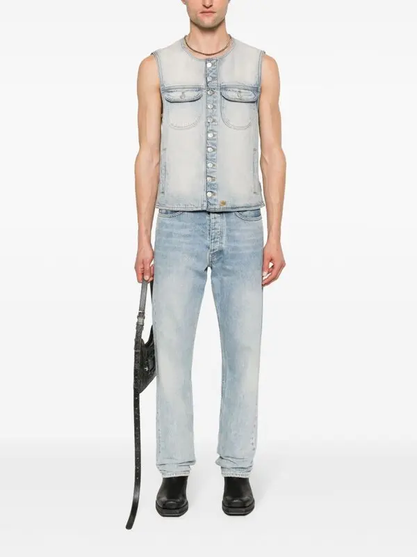 COURREGES Logo-embroidered Denim Vest
