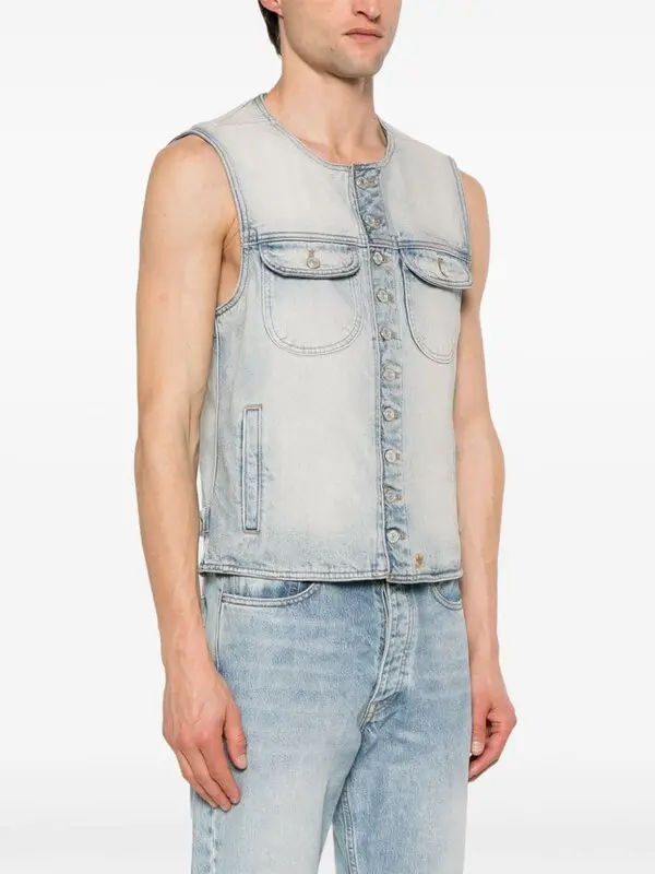 COURREGES Logo-embroidered Denim Vest