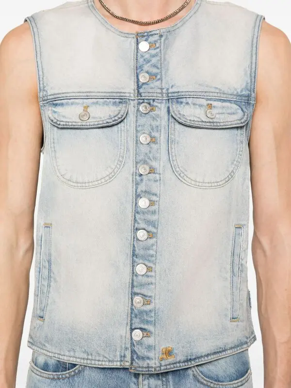 COURREGES Logo-embroidered Denim Vest